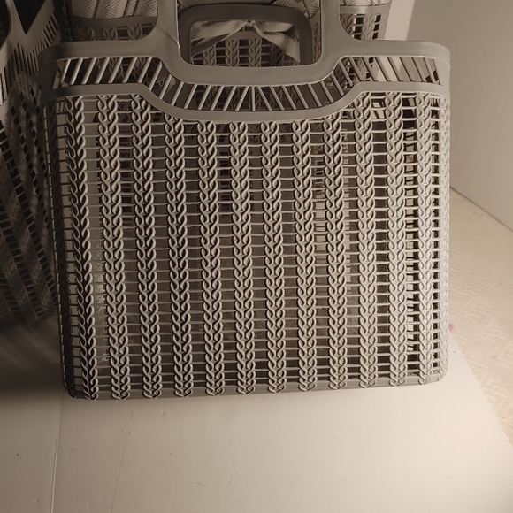 Storage & Organization | 3 New Grey Plastic Totes With Handles 12 Inch ...